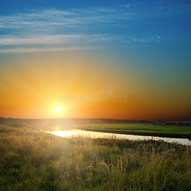 Sunset over river stock image. Image of scene, scenic - 22488277