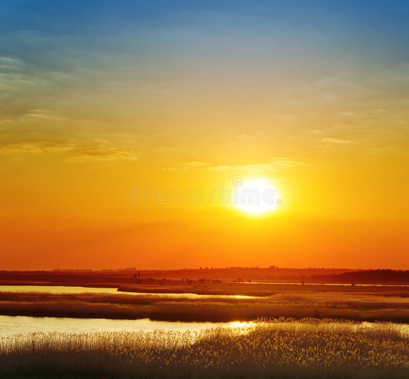 Sunset over river stock photo. Image of fantasy, bright - 24832844
