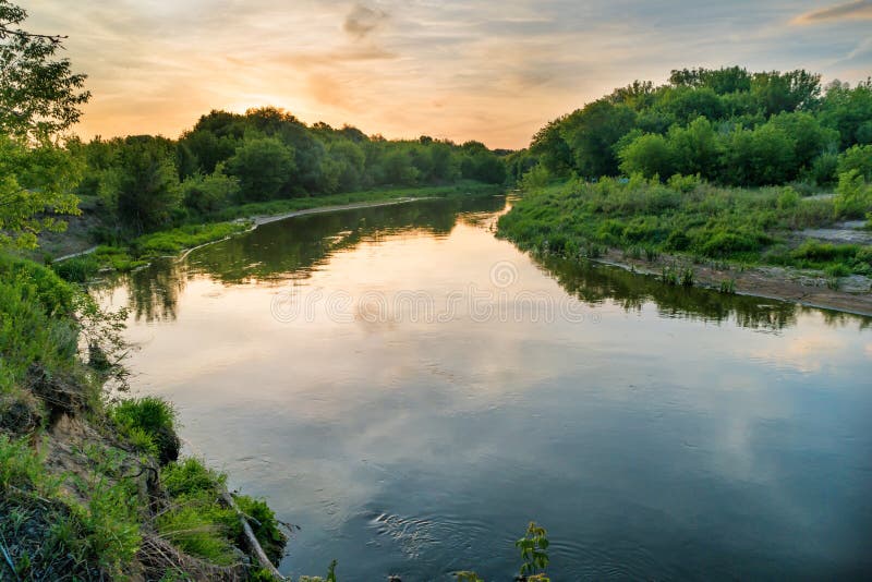Sunset over river stock photo. Image of scenic, river - 95862130