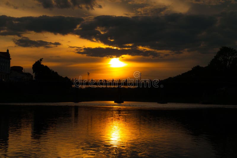 Sunset over river stock photo. Image of dream, beautiful - 93093136