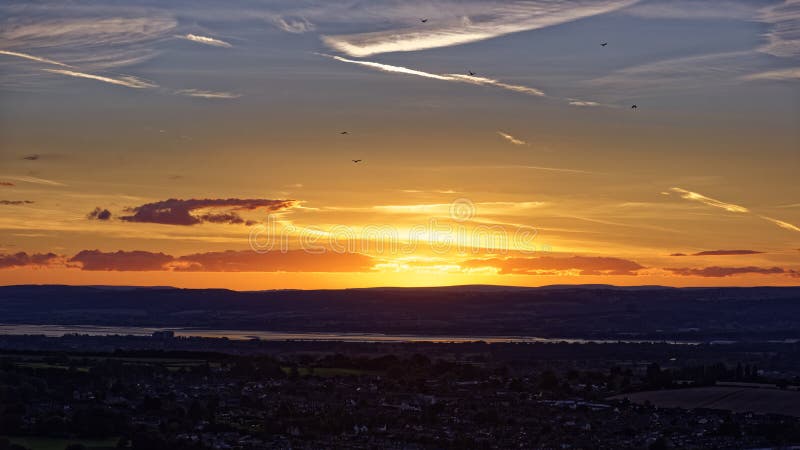Sunset over River Severn stock photo. Image of gloucestershire - 264767970