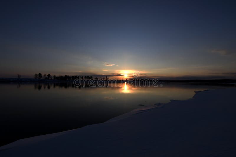 Sunset over the river stock image. Image of evening - 140864113
