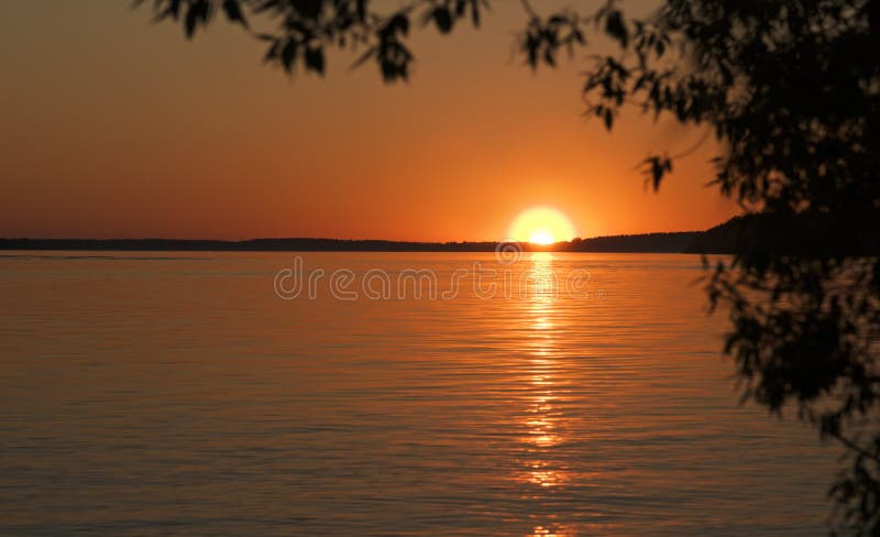Sunset over river stock image. Image of berth, landscape - 52106291