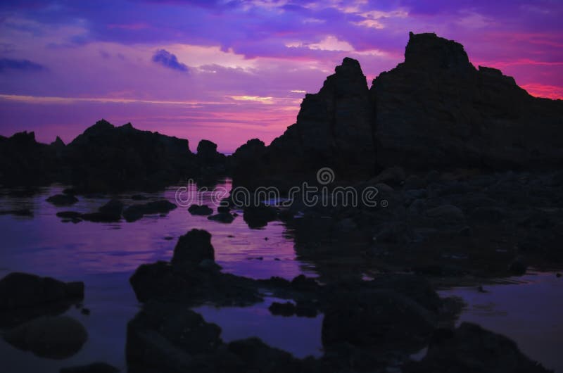 Sunset over rocks stock photo. Image of nature, cornwall - 63565202