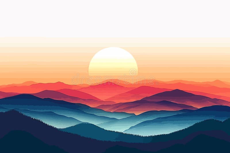 Sunset Over Rolling Hills stock vector. Illustration of rolling - 341471490