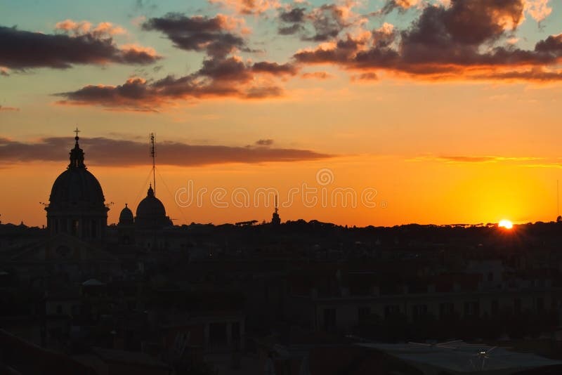 Sunset rome skyline stock photo. Image of dusk, italy - 1886094