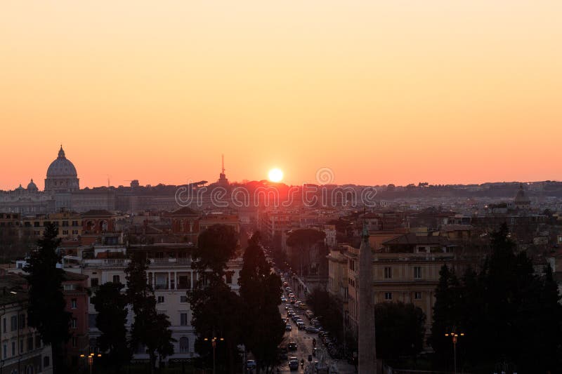 Sunset over Rome, Italy stock image. Image of roma, light - 97738583