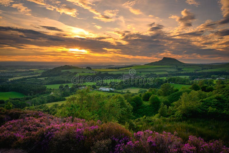 Sunset Over Roseberry Topping, North Yorkshire Stock Photo - Image of ...