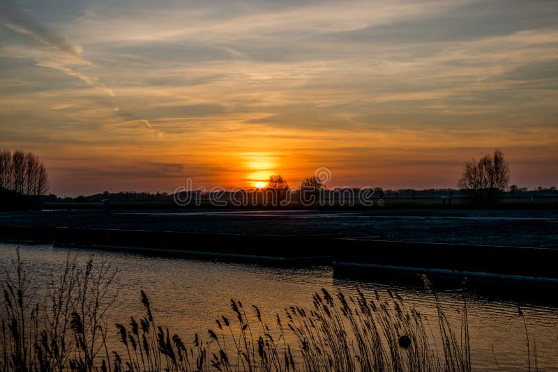 Sunset Over Rotterdam Beach Stock Photo - Image of beautiful ...