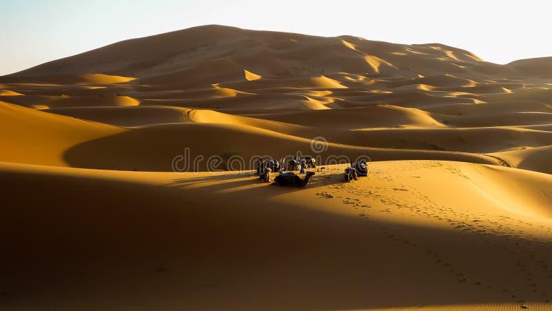 Sunset Over the Sahara Desert Stock Image - Image of vehicle, yellow ...