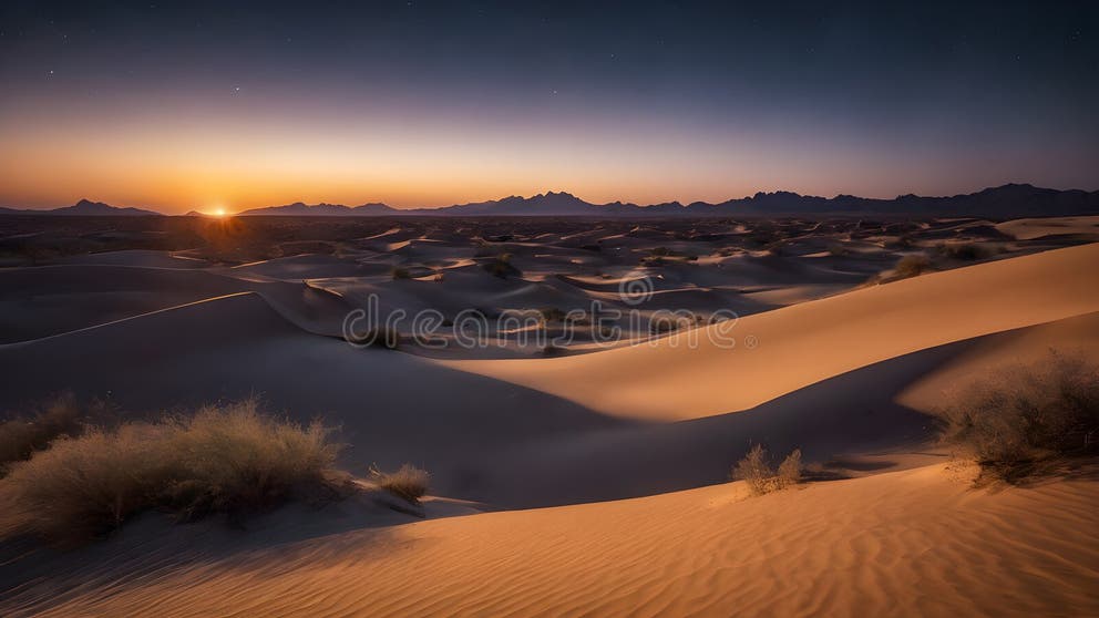 Sunset over sand dunes stock photo. Image of sahara - 337521068