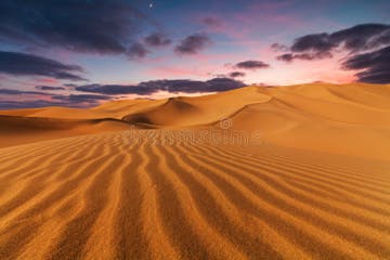 Sunset Over the Sand Dunes in the Desert Stock Image - Image of arid ...