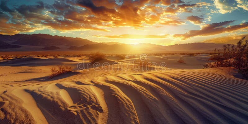 Sunset over sand dunes stock photo. Image of scenic - 372249530
