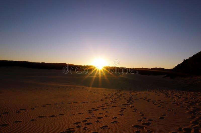 Sunset Over the Sand Dunes at Fraser Island Stock Image - Image of ...