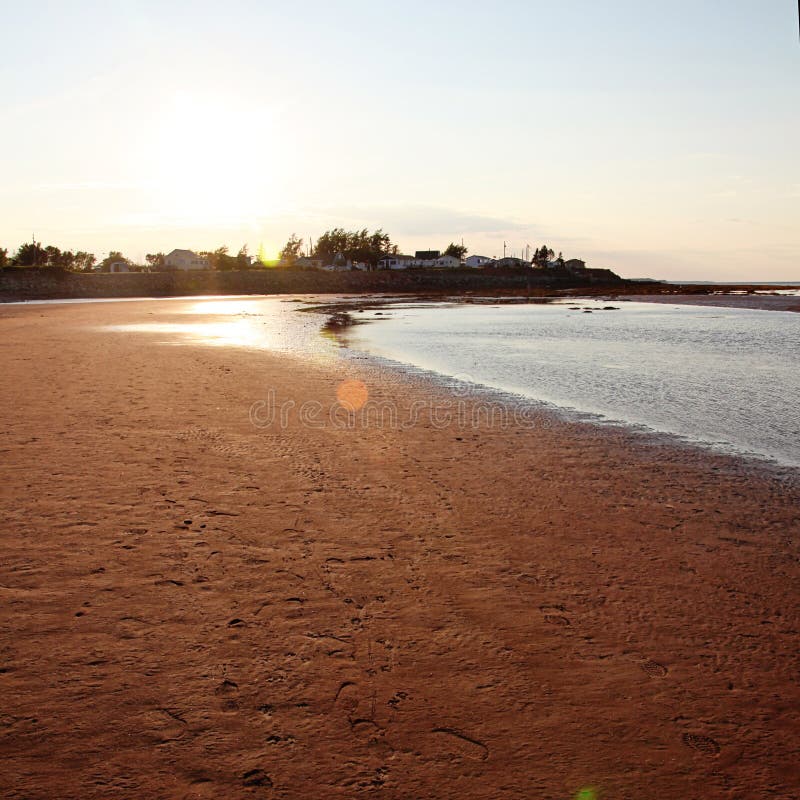 Sunset over sandy beach stock photo. Image of peaceful - 38108576