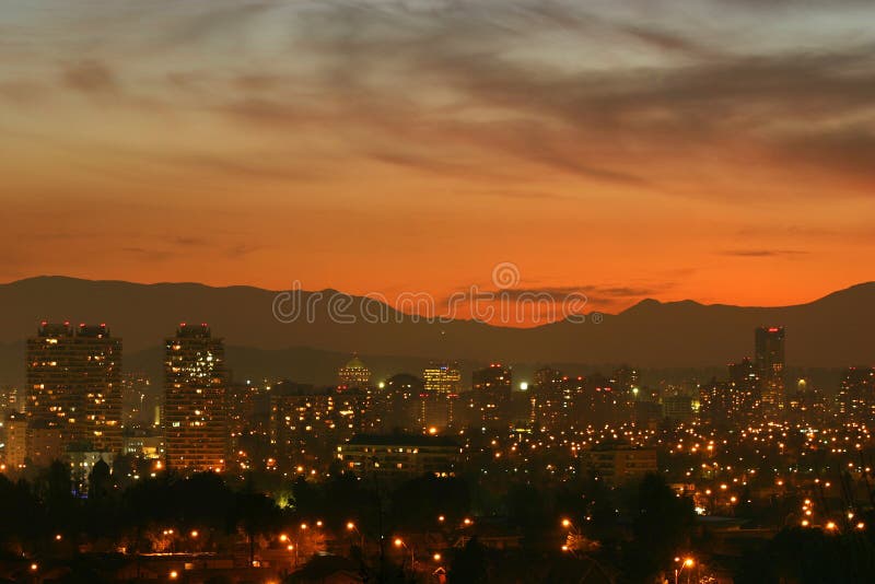 Sunset Over Santiago, Chile Stock Photo - Image of hill, color: 467586