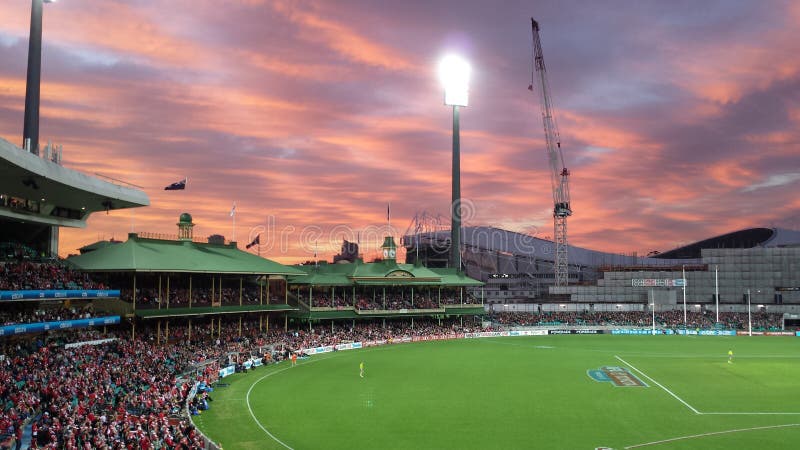 Sunset over SCG editorial stock image. Image of swans - 42645144