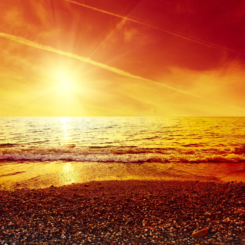 Sunset over sea stock photo. Image of nature, lake, ocean - 12395120