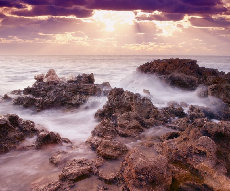 Sunset over the sea stock photo. Image of beach, beauty - 22594424