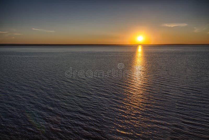 Sunset over the sea stock image. Image of river, panoramic - 189393183