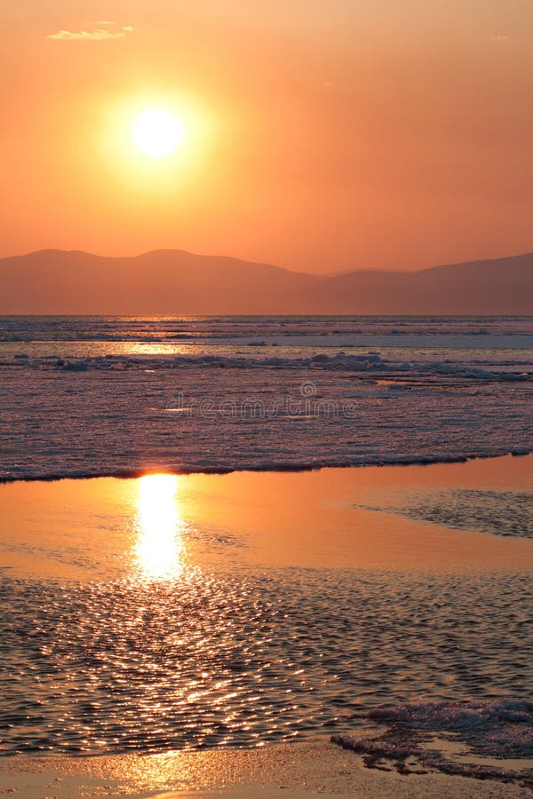 Sunset Over the Sea with Breaking Ice. Stock Photo - Image of landscape ...
