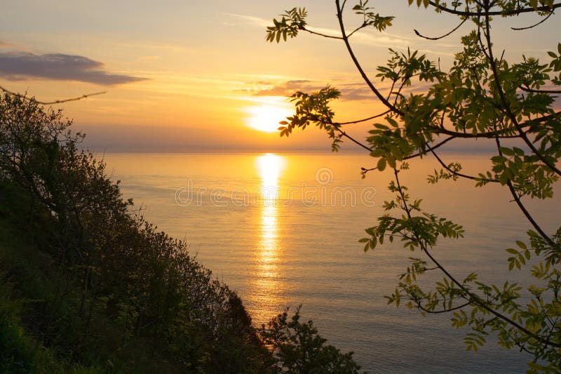 Sunset Over Sea at Devon, England Stock Photo - Image of sparkle, water ...