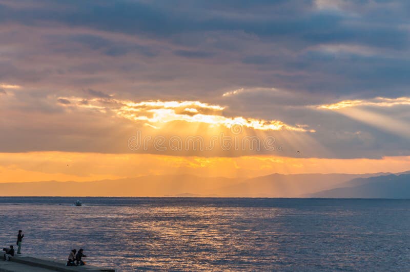 Sunset over the sea editorial photography. Image of nature - 85111052