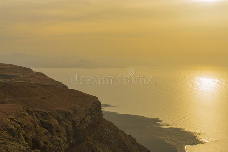 Sunset Over the Sea in Lanzarote Stock Image - Image of lanzarote ...
