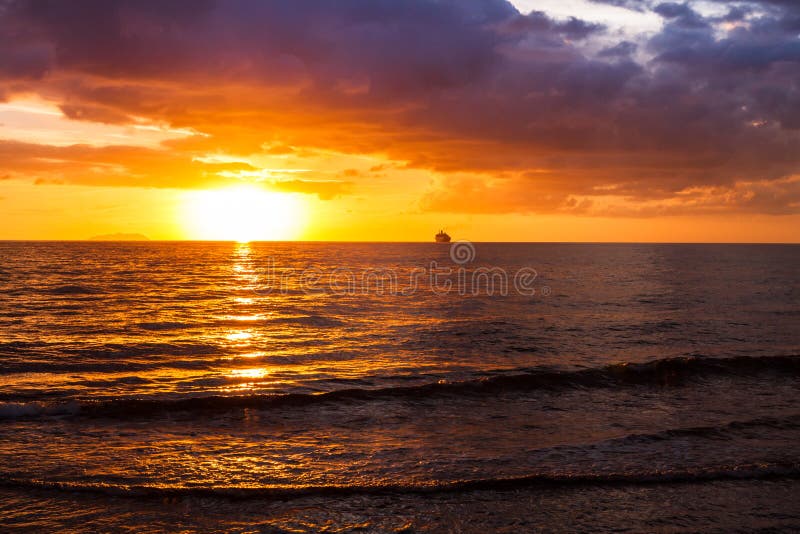 Sunset over the sea stock image. Image of dramatic, scene - 38723695