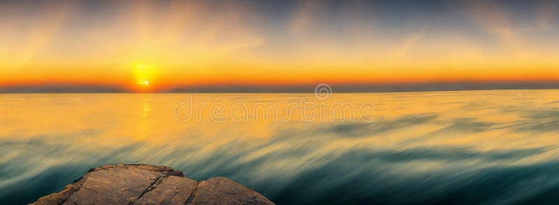 Sunset Over the Sea,panorama . AI Generative Stock Photo - Image of ...