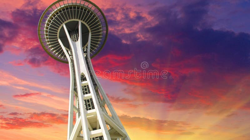 Sunset over Seattle editorial stock photo. Image of point - 95074753