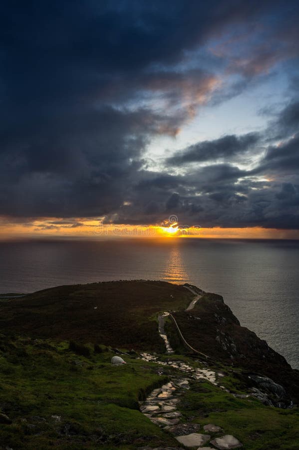 Sunset Over the Slieve League in Donegal Stock Image - Image of ...