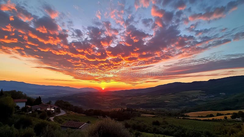 Sunset Over Small Town Middle Valley Stock Photos - Free & Royalty-Free ...