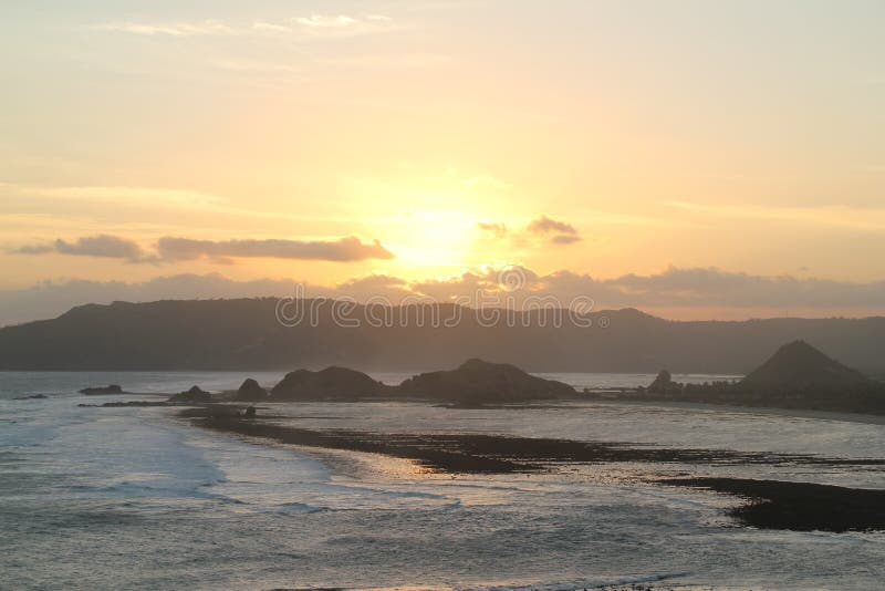 Sunset Over South of Lombok Island Stock Photo - Image of blue ...