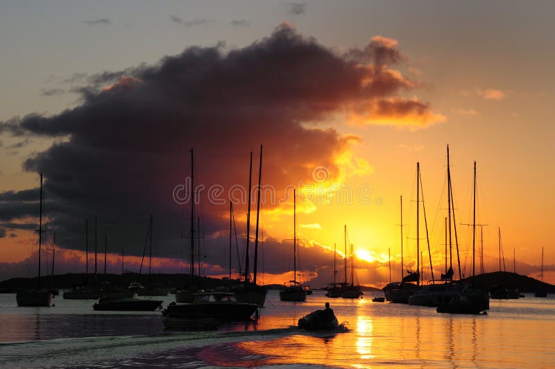 Sunset over St, John, USVI stock photo. Image of jungle - 4104512