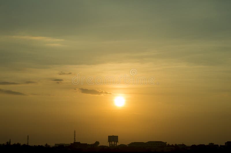 Sunset over the suburb editorial stock photo. Image of haze - 87653873