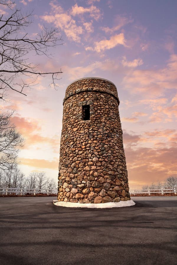 Sunset Over Tall Cobblestone Structure of Scargo Tower in Dennis, Cape ...