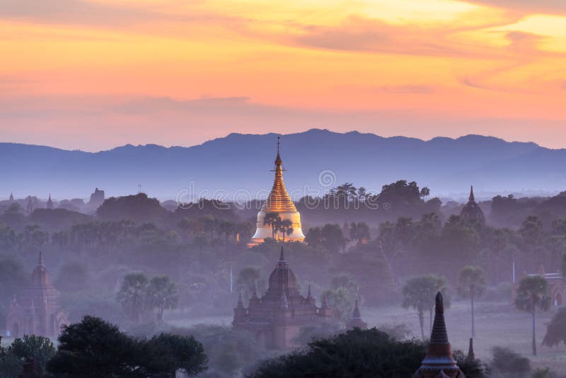 Sunset Over the Temples of Bagan, Myanmar Stock Photo - Image of ...