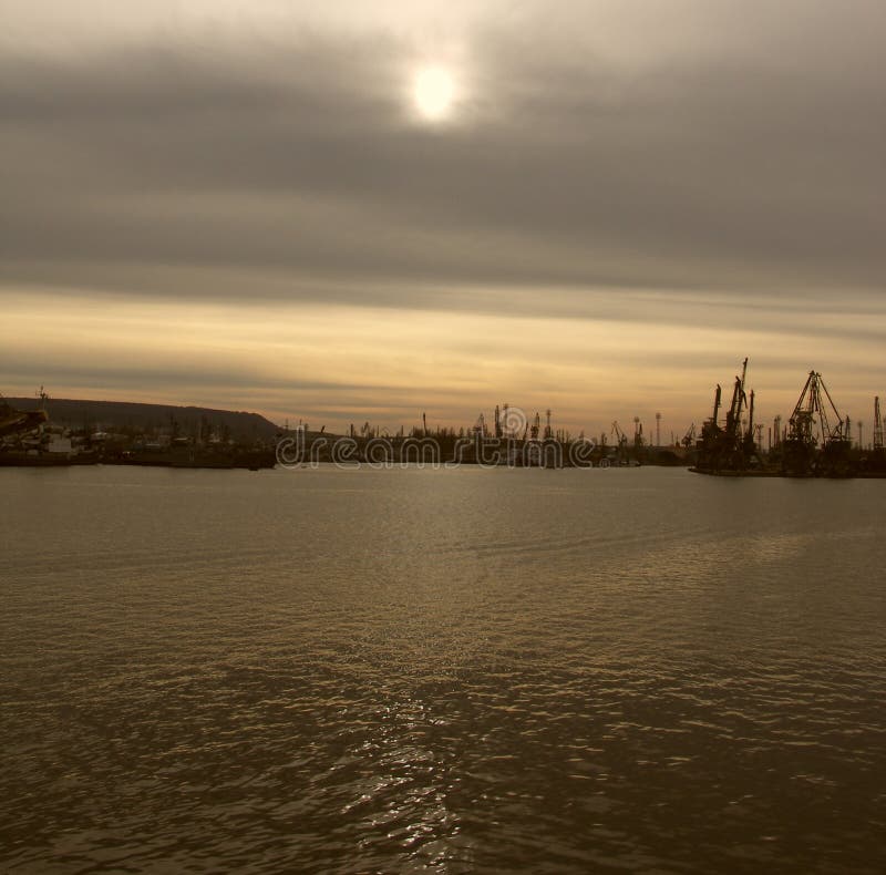 Sunset over the town stock image. Image of harbour, sunset - 663351
