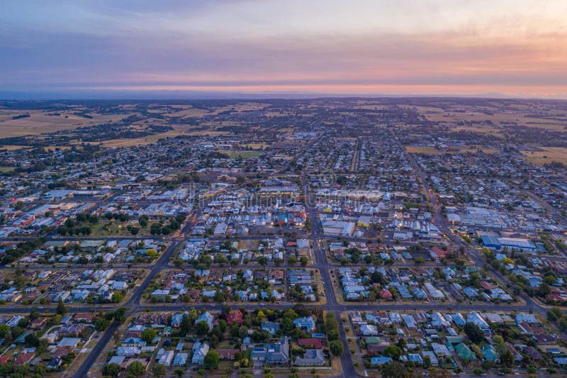 Sunset Over Town Colac in Australia Stock Photo - Image of building ...