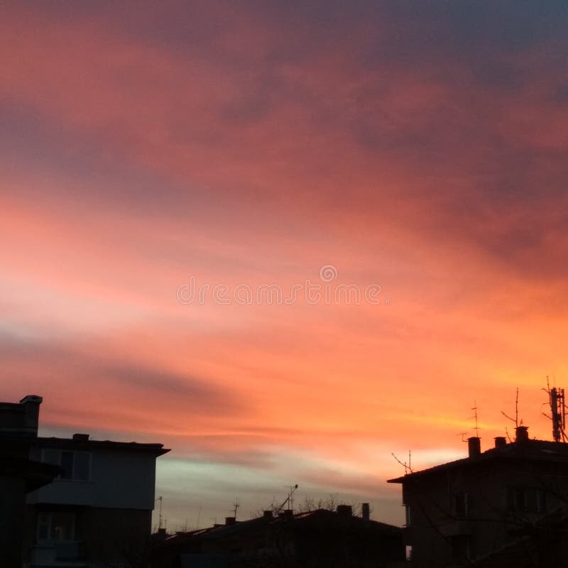 Sunset over the town stock image. Image of nice, town - 111870707