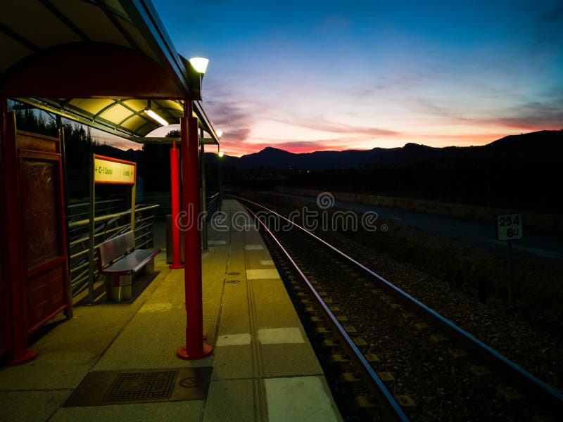 Sunset Over the Train Track Stock Photo - Image of alfara, baronia ...