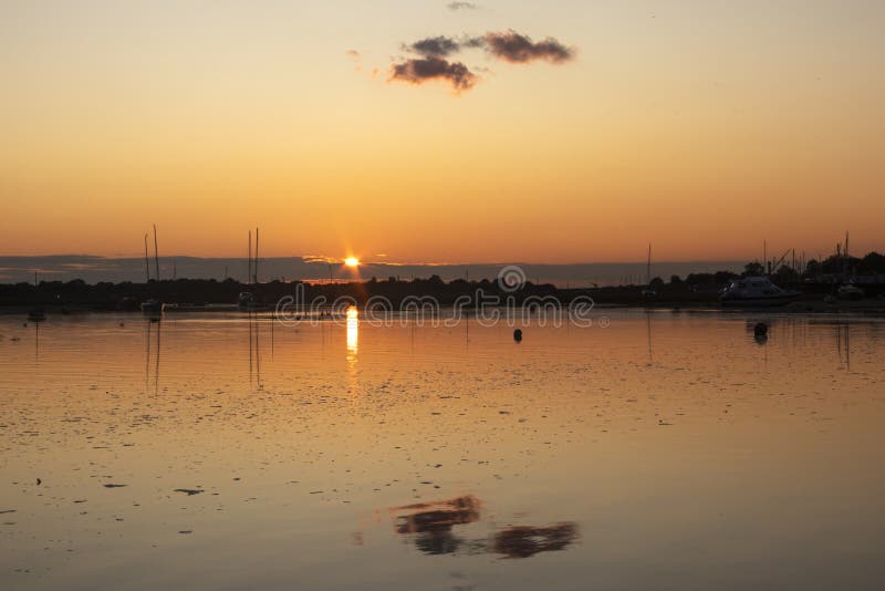 Sunset Over Two Tree Island, Essex, England Stock Photo - Image of ...