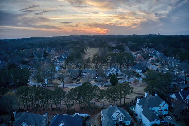 Sunset Over Upscale Subdivision Editorial Photography - Image of city ...