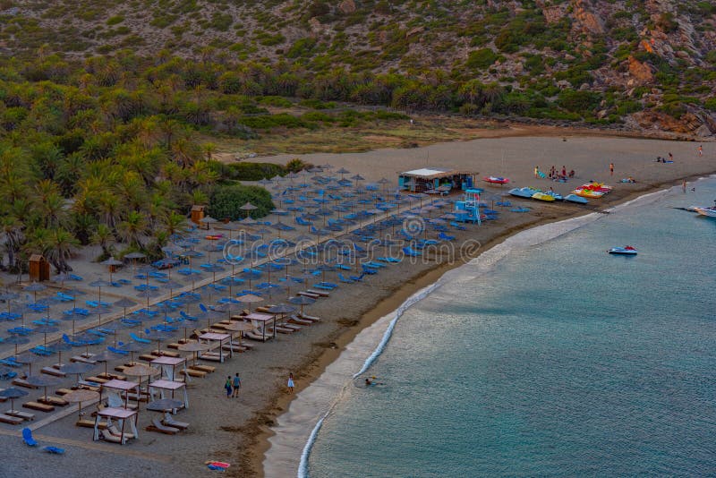 Sunset Over Vai Beach at Crete, Greece Editorial Stock Photo - Image of ...