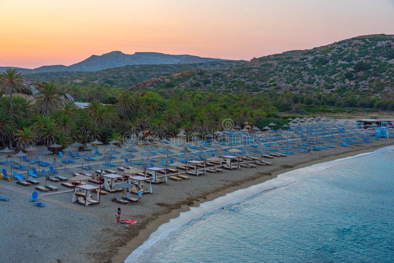 Sunset Over Vai Beach at Crete, Greece Editorial Photo - Image of sunny ...