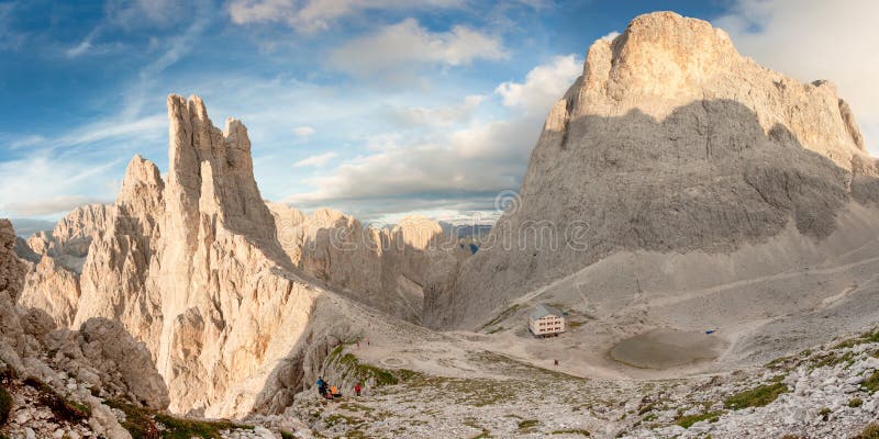 Sunset Over the Vajolet Towers in Dolomites Stock Photo - Image of ...