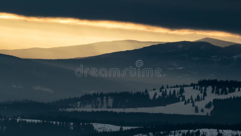 Sunset over the valley stock photo. Image of backpacking - 88409294