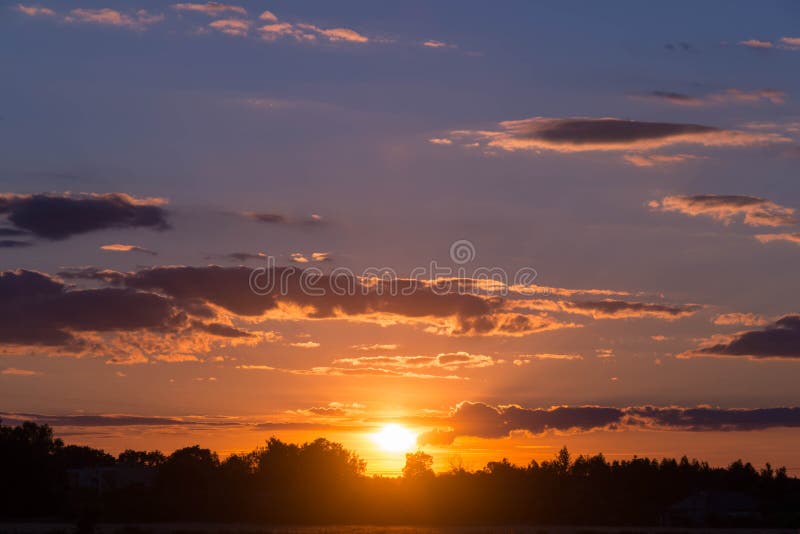 Sunset over a vast plain. stock image. Image of horizon - 191703561