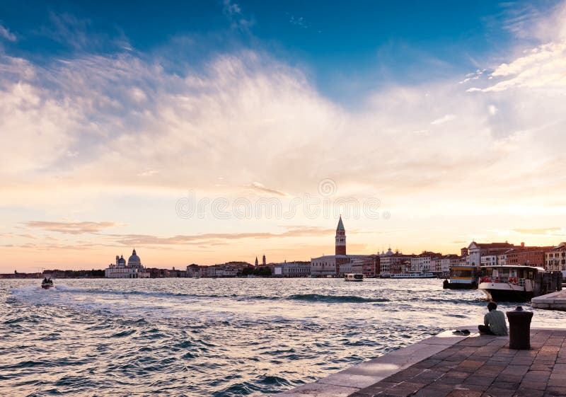 Sunset over Venice stock image. Image of europe, glare - 44209317